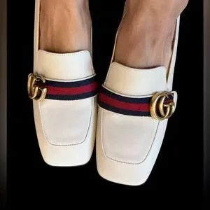Gucci | Shoes | Gucci Payton Ivory White Gg Logo Faux Pearls Shoes ...